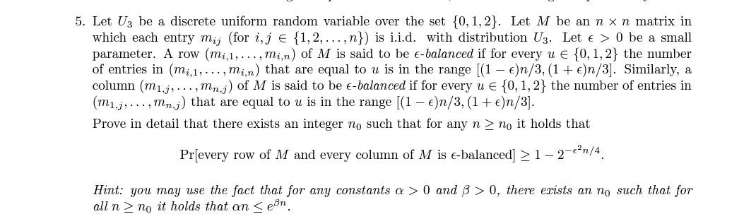Solved 5. Let U3 be a discrete uniform random variable over | Chegg.com