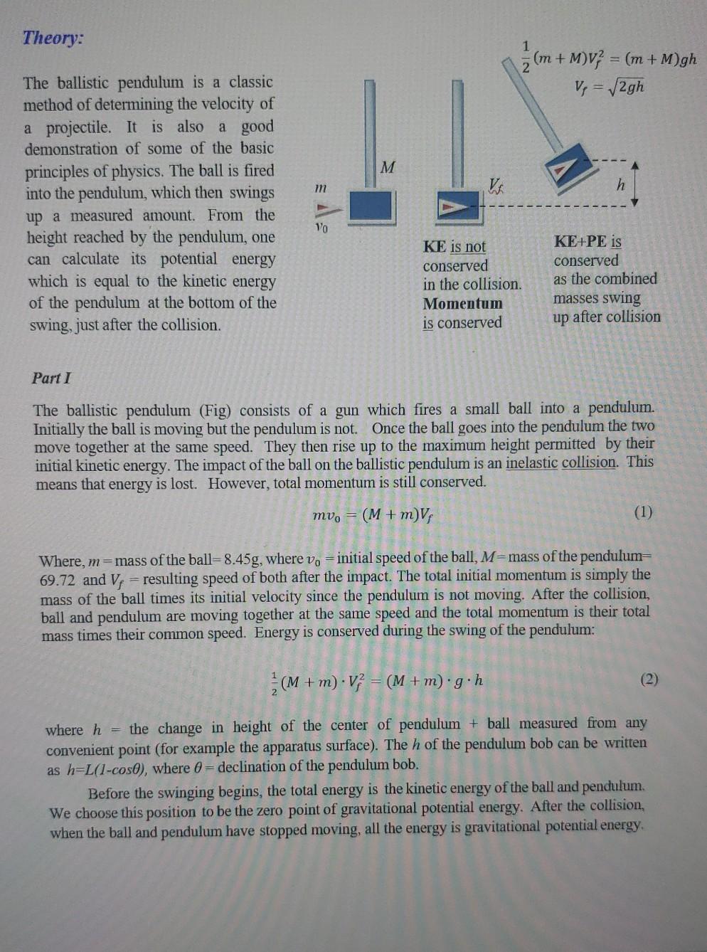 Solved Physics 201 (College Physics-1) Laboratory Exercise | Chegg.com