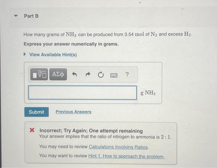 Solved How many molecules (not moles) of NH3 are produced | Chegg.com