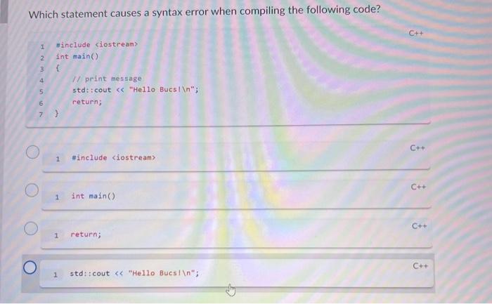 Solved Which Statement Causes A Syntax Error When Compiling