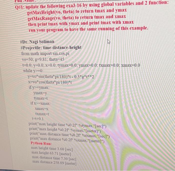 Solved Q\#1: update the following exa3-16 by using global | Chegg.com