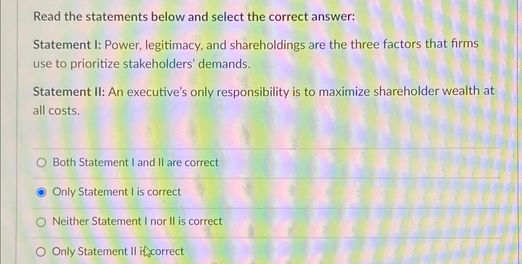 Solved Read the statements below and select the correct | Chegg.com