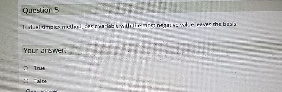 Solved Question 5in Dual Simplex Method Basic Variable With 