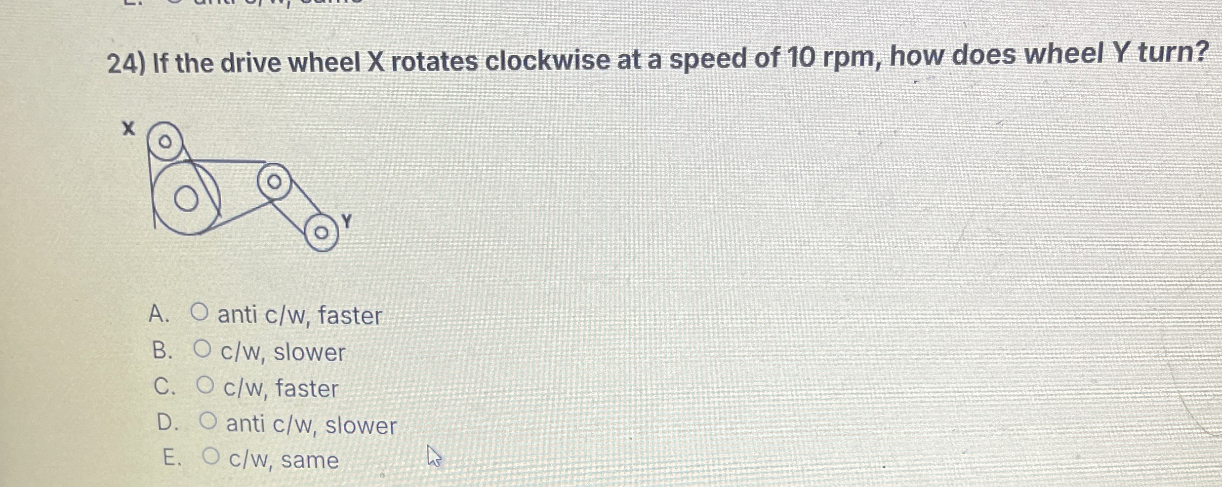 Solved If the drive wheel x ﻿rotates clockwise at a speed of | Chegg.com