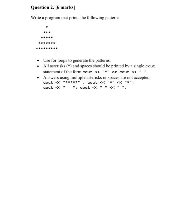 Solved Write a program that prints the following pattern: - | Chegg.com