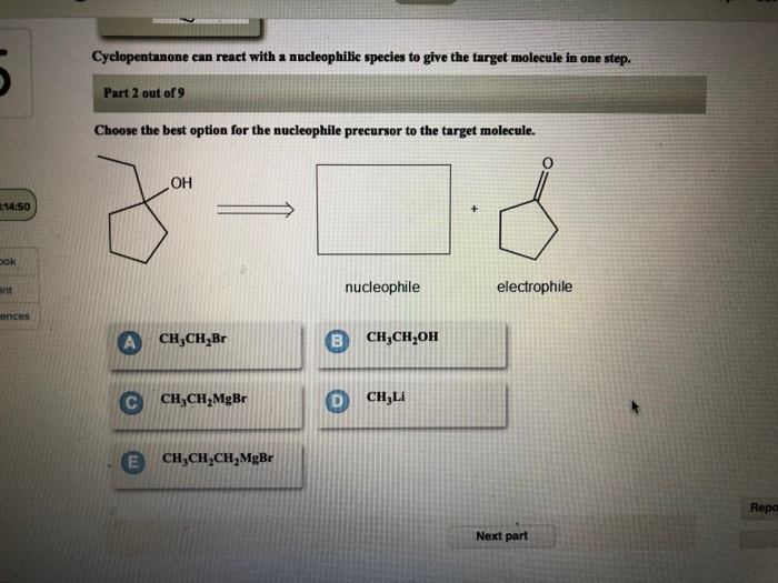Solved Cyclopentanone can react with a nucleophilic species | Chegg.com