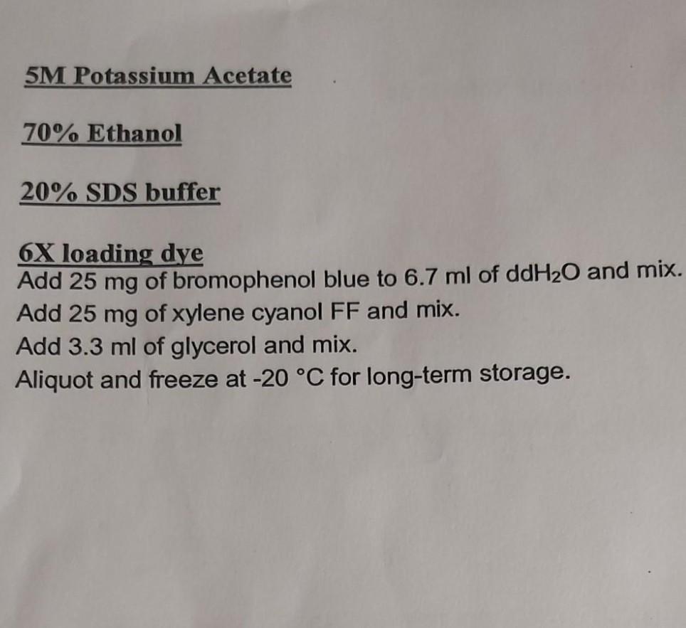 Buffers and Solutions 5X TBE (per liter) 54g Tris | Chegg.com