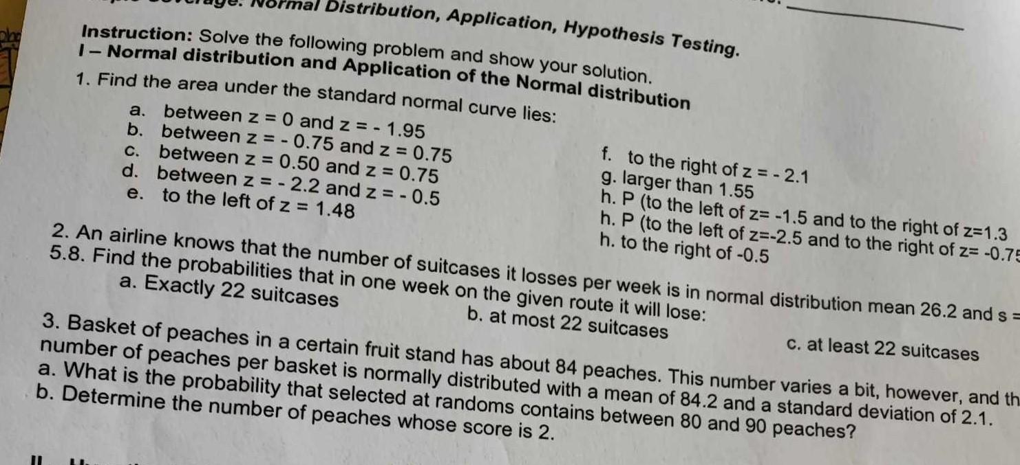 Solved Instruction: Solve the following proble I- Normal | Chegg.com