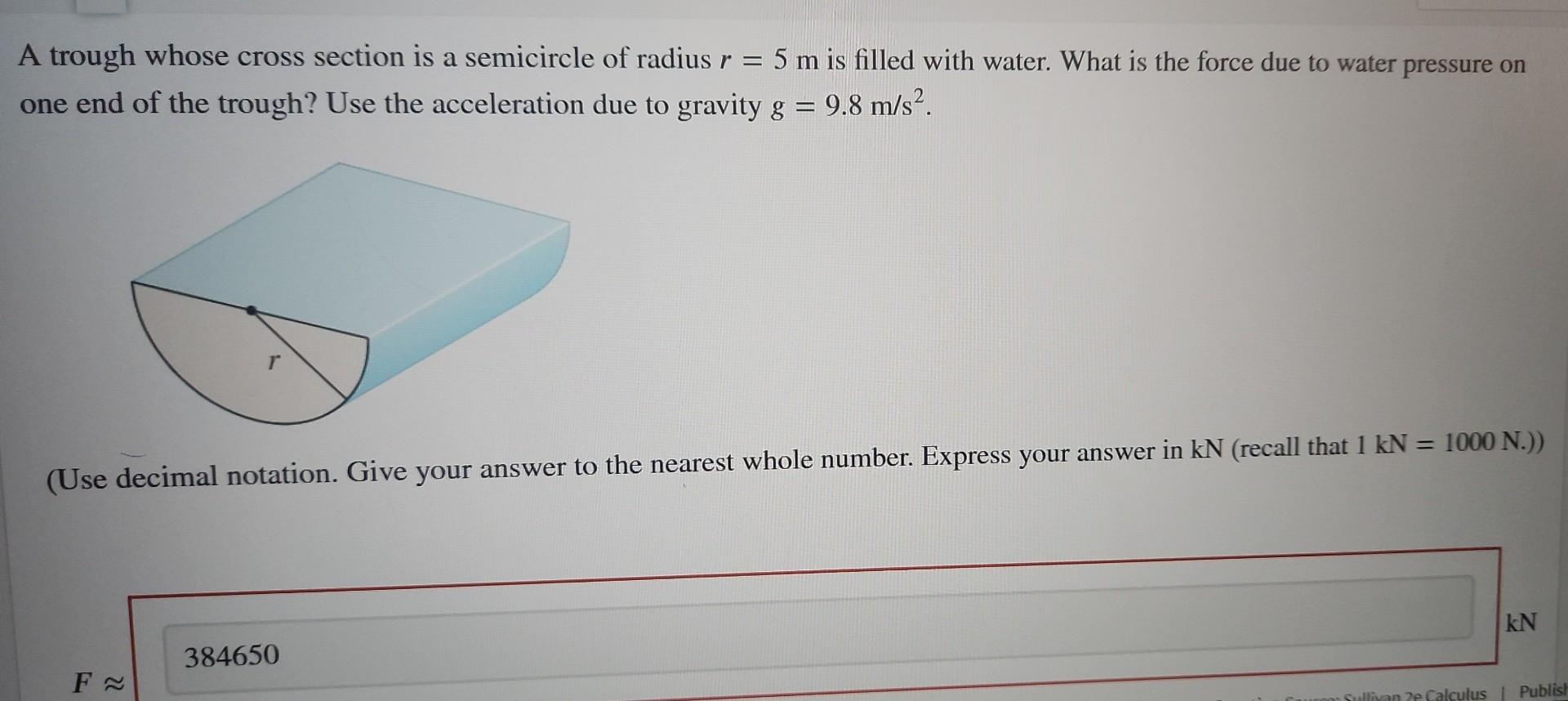 Solved A trough whose cross section is a semicircle of | Chegg.com