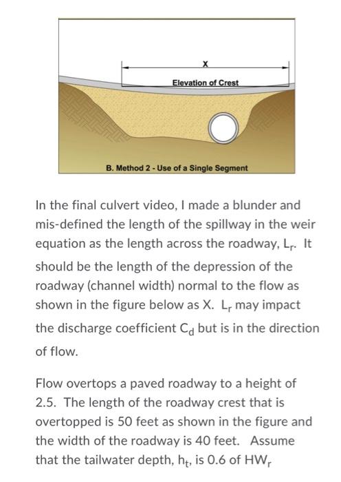 X Elevation of Crest B. Method 2 - Use of a Single | Chegg.com
