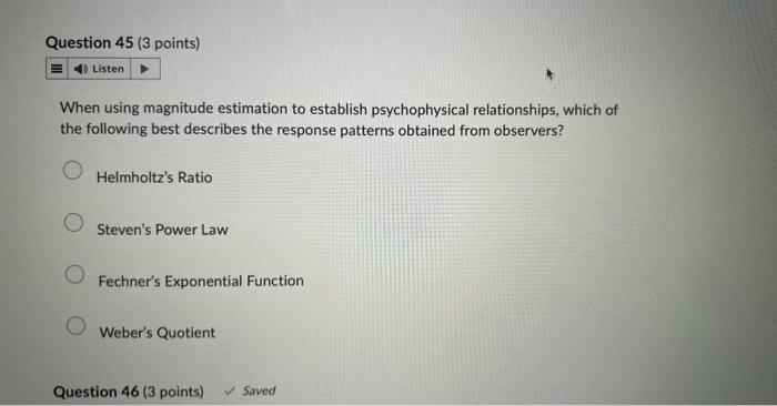 Solved When using magnitude estimation to establish | Chegg.com