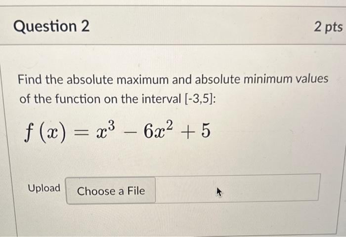 Solved Find the absolute maximum and absolute minimum values | Chegg.com