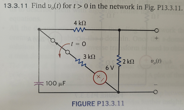 Solved 13.3.11 Find v0(t) for t>0 in the network in Fig. | Chegg.com