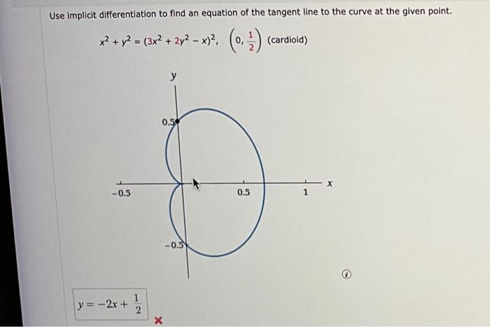 Solved Use implicit differentiation to find an equation of | Chegg.com