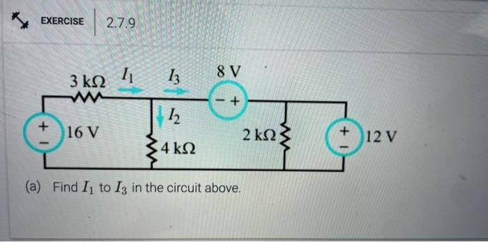 Solved (a) Find I1 to I3 in the circuit above. | Chegg.com