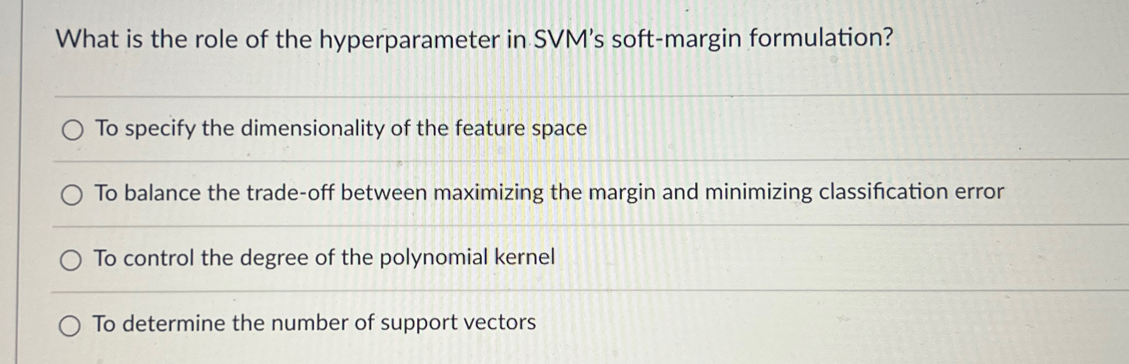 Solved What is the role of the hyperparameter in SVM's | Chegg.com