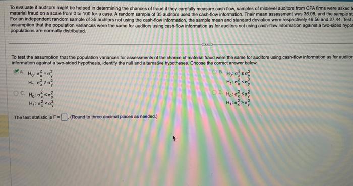 Solved To evaluate if auditors might be helped in | Chegg.com