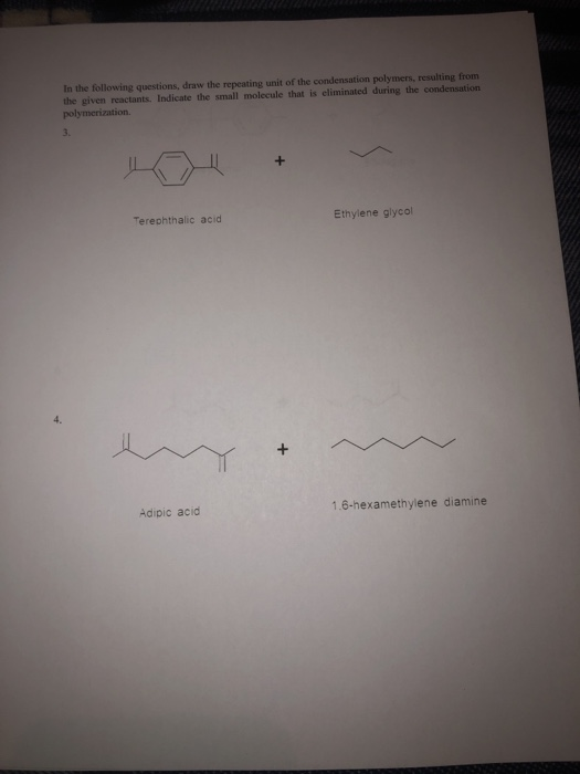 Solved In the following questions, draw the repeating unit | Chegg.com
