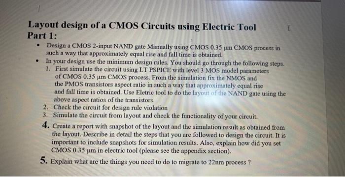 Solved Layout design of a CMOS Circuits using Electric Tool | Chegg.com