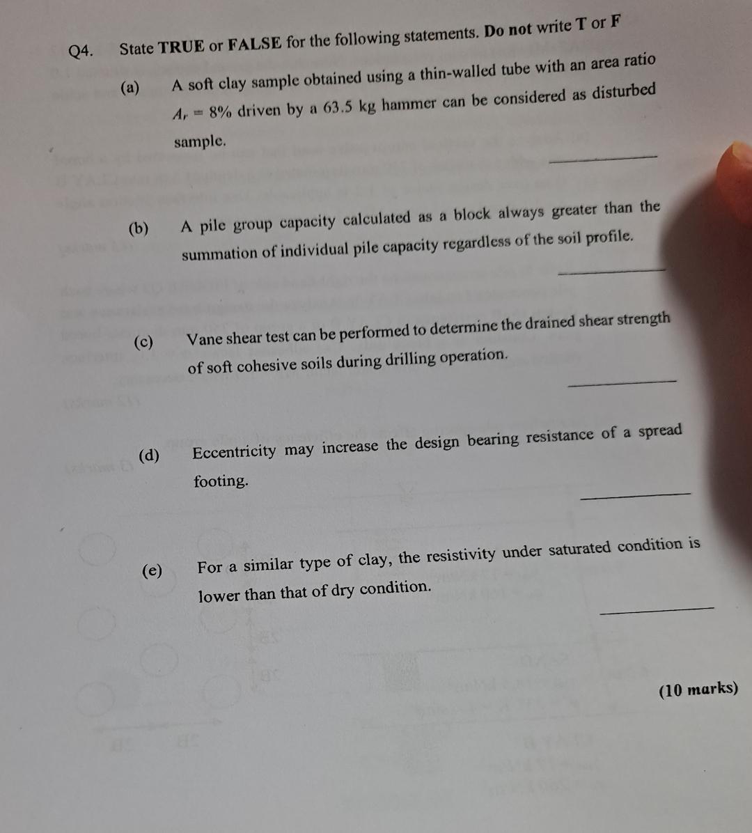 Solved Q4. State TRUE or FALSE for the following statements. | Chegg.com