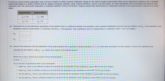 Solved A Consumer Product Testing Organization Uses A Survey