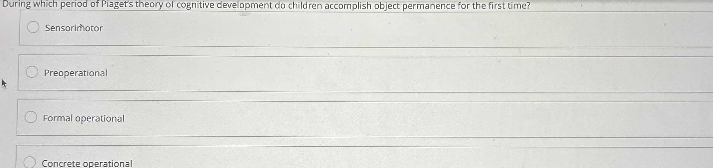 Solved During which period of Piaget's theory of cognitive | Chegg.com