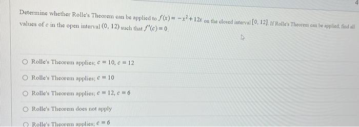 Solved Determine whether Rolle's Theorem can be applied to | Chegg.com