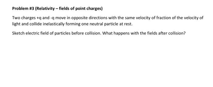 Solved Problem \#3 (Relativity - fields of point charges) | Chegg.com