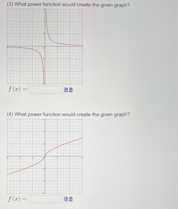 Solved (1) What power function would create the given graph? | Chegg.com