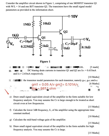 Solved Consider the amplifier circuit shown in Figure 1, | Chegg.com