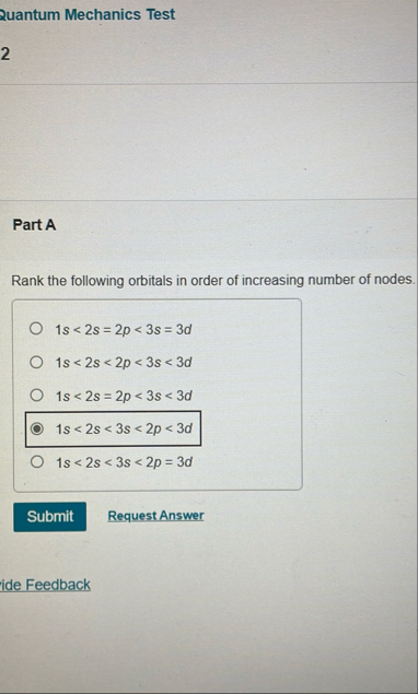 Solved Quantum Mechanics Test2Part ARank the following | Chegg.com