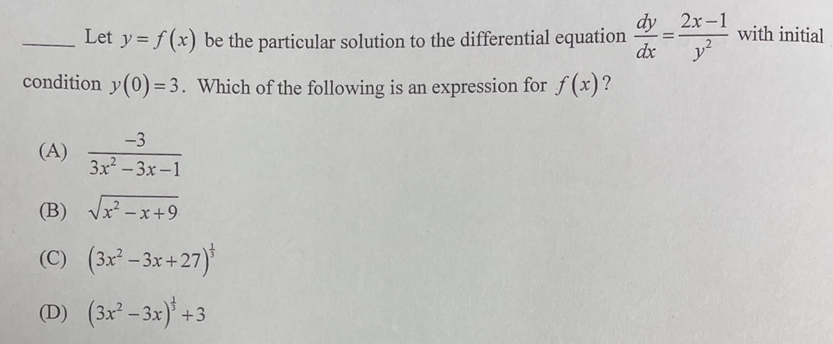 Solved Let Y F X be The Particular Solution To The