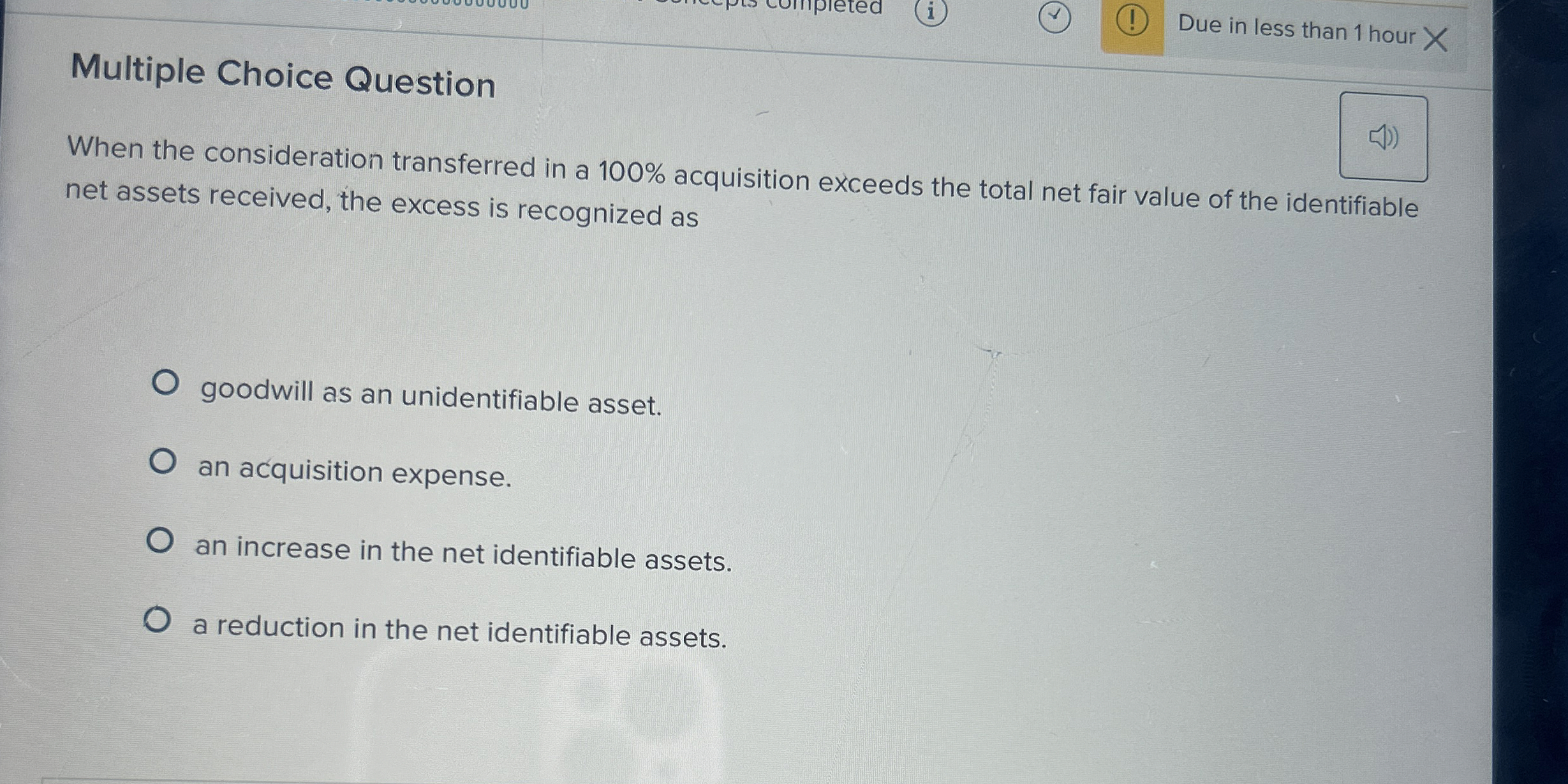 Solved Multiple Choice QuestionWhen the consideration | Chegg.com