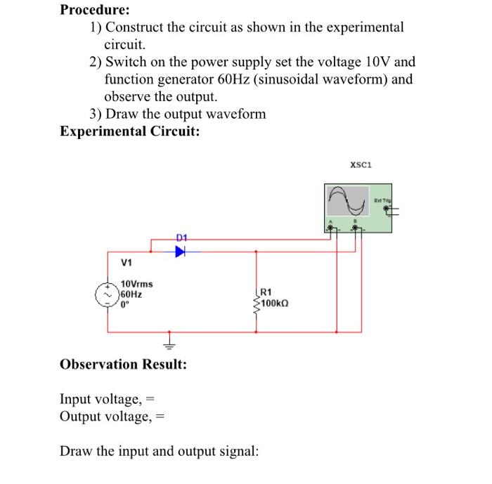 Solved Procedure: 1) Construct the circuit as shown in the | Chegg.com