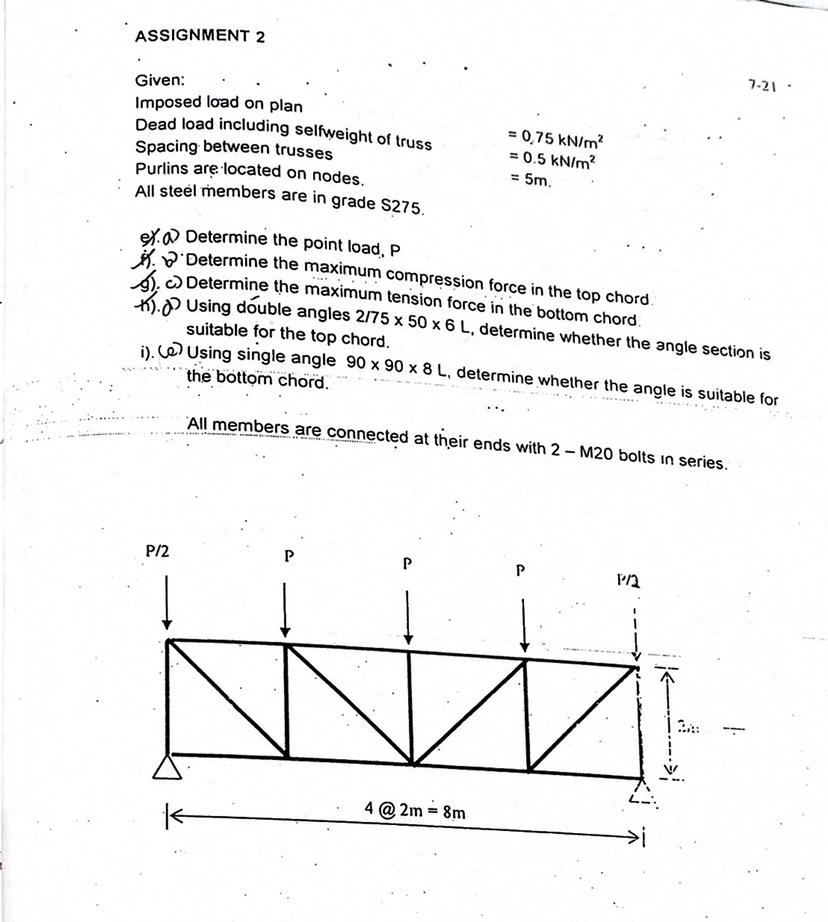 Solved helpASSIGNMENT 2Given:7.21Imposed load on planDead | Chegg.com
