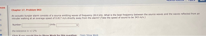 Solved PRINTER VERSION RCES Chapter 17, Problem 063 An | Chegg.com