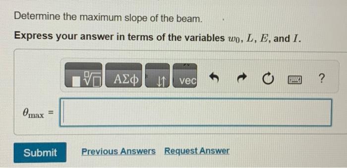 Solved Determine the maximum slope of the beam. Express your | Chegg.com