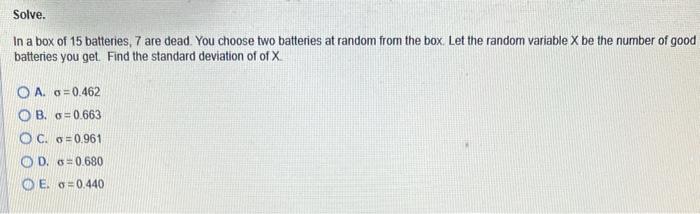 Solved Given Independent Random Variables With Means And