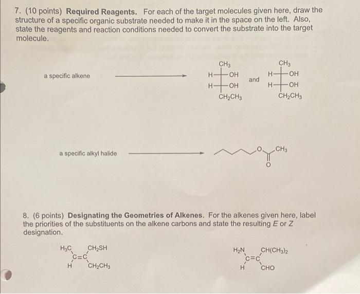 Solved 7. (10 points) Required Reagents. For each of the | Chegg.com