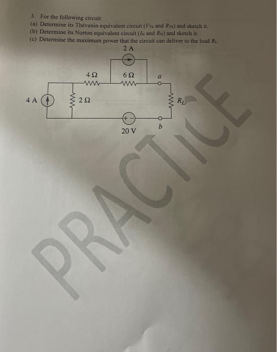 Solved 3. For the following circuit: (a) Determine its | Chegg.com