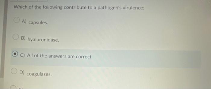 Solved Which of the following contribute to a pathogen's | Chegg.com