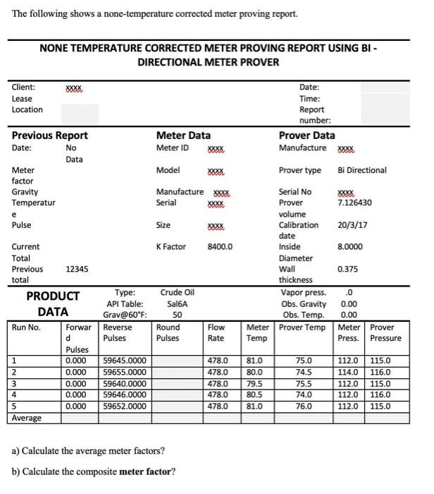 The following shows a none-temperature corrected | Chegg.com