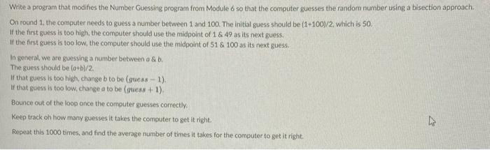 Solved Write A Program That Modifies The Number Guessing 