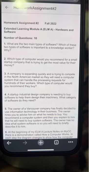 Solved Homework Assignment #2 Fall 2022 Extended Learning | Chegg.com