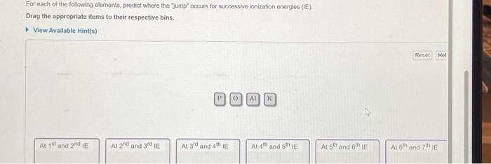 Solved For each of the following elements, predict where the | Chegg.com