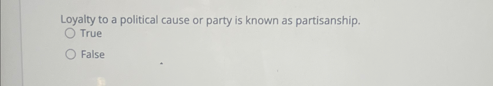 Solved Loyalty to a political cause or party is known as | Chegg.com