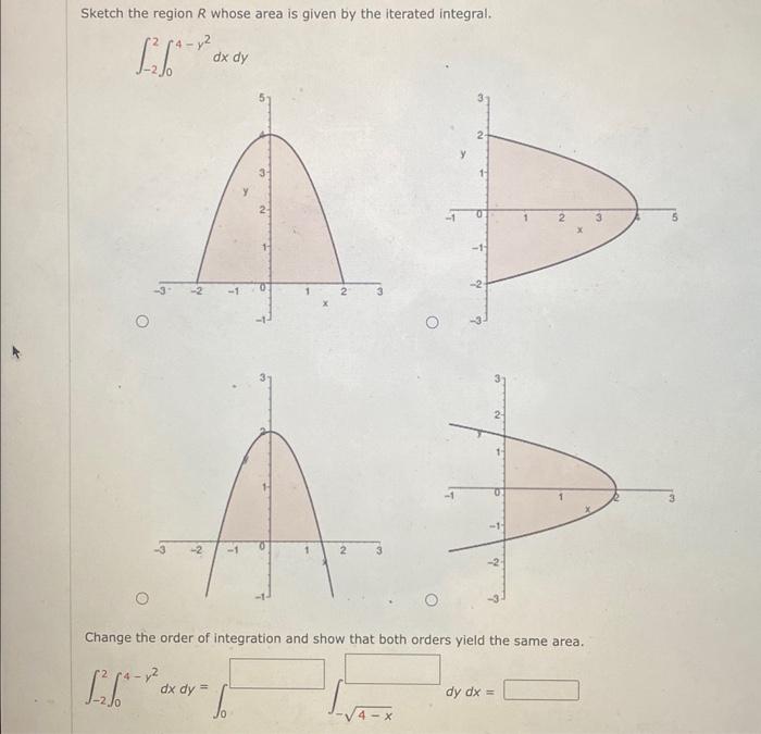 Solved Sketch the region R whose area is given by the | Chegg.com