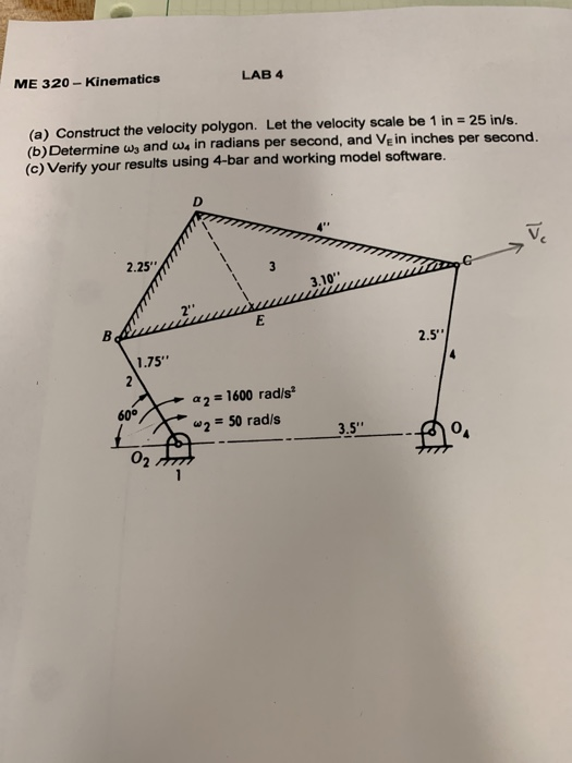 Solved LAB 4 ME 320 - Kinematics (a) Construct the velocity | Chegg.com