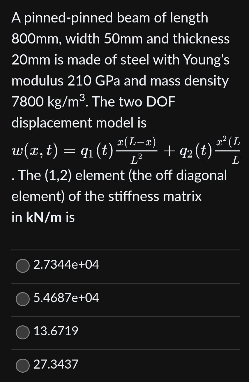 Solved The standard 2 DOF discrete mass spring model, which | Chegg.com