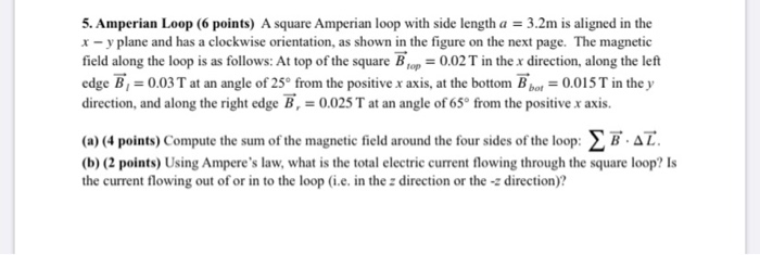 Solved 5. Amperian Loop (6 points) A square Amperian loop | Chegg.com